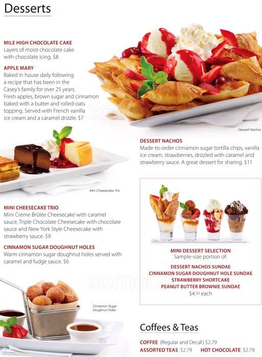 Menu at Casey's Bar & Grill, Toronto, 925 Dixon Rd