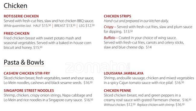 Menu at Casey's Bar & Grill, Toronto, 925 Dixon Rd