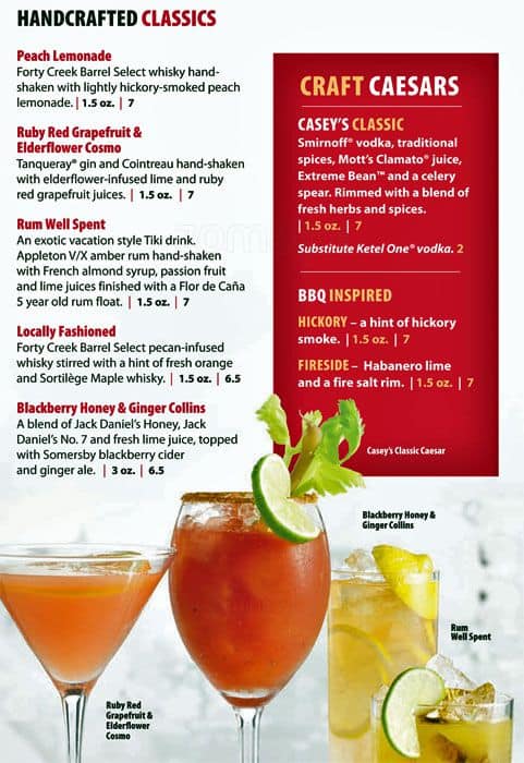 Menu at Casey's Bar & Grill, Toronto, 925 Dixon Rd