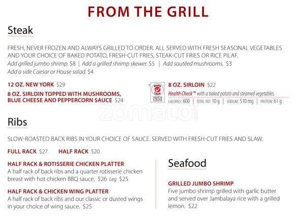 Menu at Casey's Bar & Grill, Toronto, 925 Dixon Rd