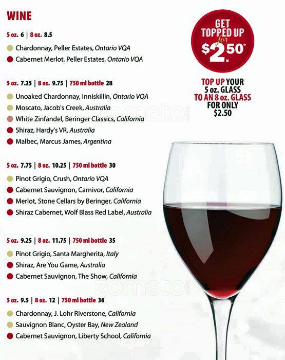 Menu at Casey's Bar & Grill, Toronto, 925 Dixon Rd