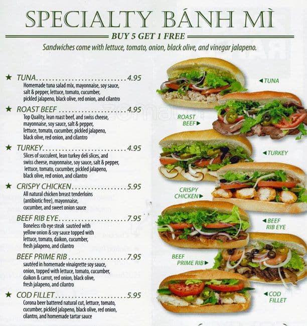 Menu at Ba Le Sandwich cafe, Chicago