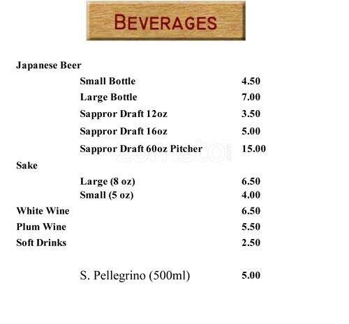 Menu at Sushi Tomi restaurant, Mountain View, 635 W Dana St