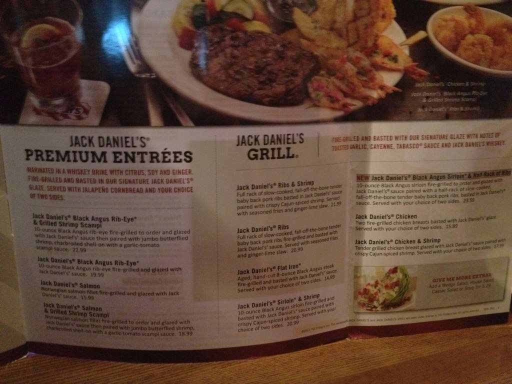 Menu at TGI Fridays restaurant, Anchorage