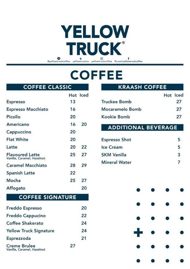 Yellow Truck Coffee Menu, Menu for Yellow Truck Coffee, Braga, Bandung ...