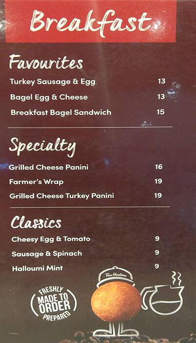 Tim Hortons - Jumeirah Park Pavilion - تيم هورتنز Menu - Zomato