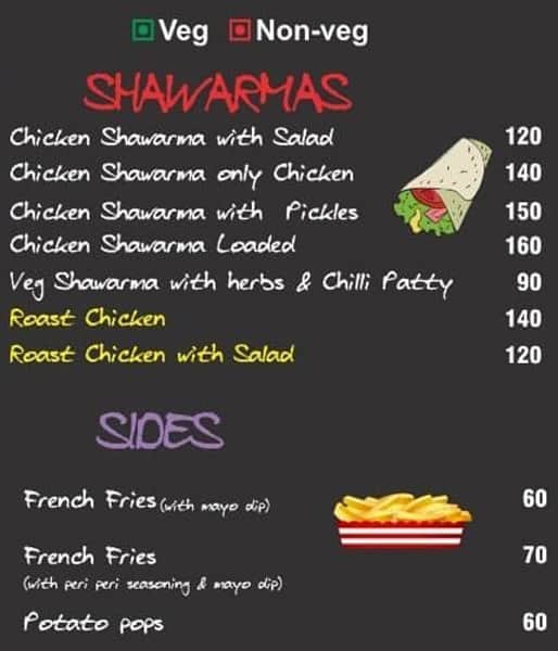 Menu of Mr. Shawarma Truck, Madhapur, Hyderabad