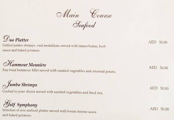 Menu at Canary Restaurant, Sharjah, 89V9+X35 - Al Mina Road