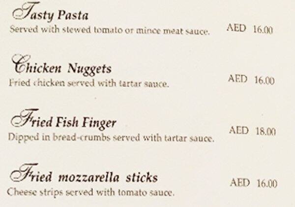 Menu at Canary Restaurant, Sharjah, 89V9+X35 - Al Mina Road
