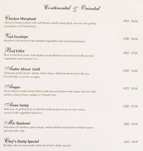 Menu at Canary Restaurant, Sharjah, 89V9+X35 - Al Mina Road