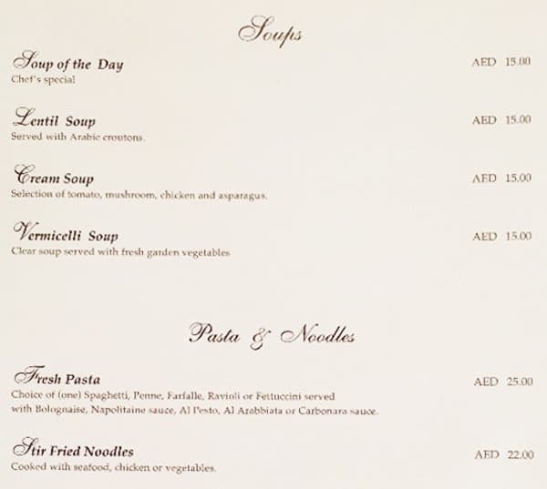 Menu at Canary Restaurant, Sharjah, 89V9+X35 - Al Mina Road