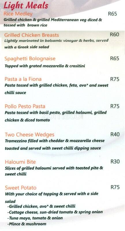 Carta de TJ Barista's, Sandton, Otto Street