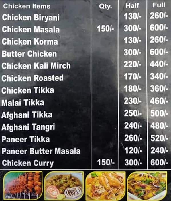 Menu of Zeeshan Biryani Corner, Lalbagh, Lucknow