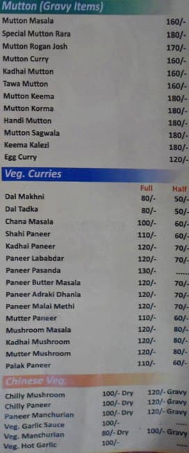 Menu at Chawla Chicken, Delhi, -R