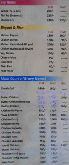 Menu at Chawla Chicken, Delhi, -R