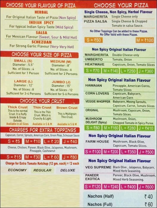 Pizza World Menu,Menú para Pizza World, New Palasia, Indore - Zomato