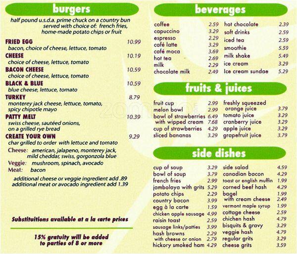 Menu at Butterfield's restaurant, Naperville, N Naper Blvd