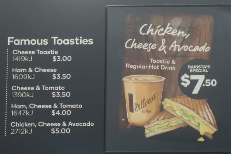 Menu at Woolworths Coffee Shop cafe, Mount Gravatt East