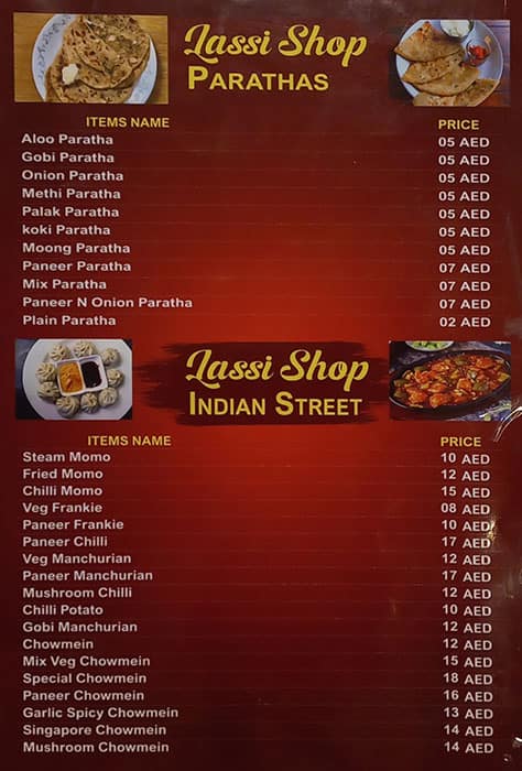 Menu of Lassi Shop, Meena Bazaar, Dubai