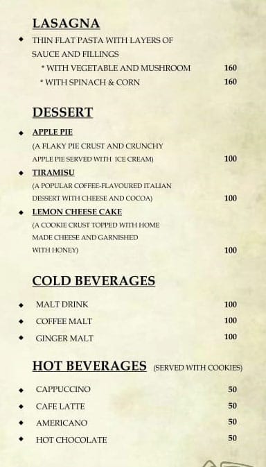 Menu at La Mensa, Coimbatore