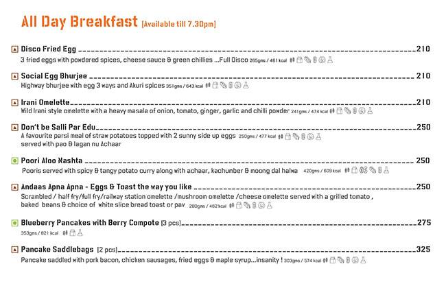 Menu of New Cuffe Parade Social, Wadala, Mumbai