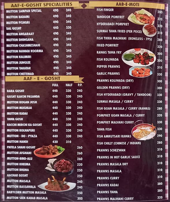 Menu of Sampan Food Court, Camp Area, Pune