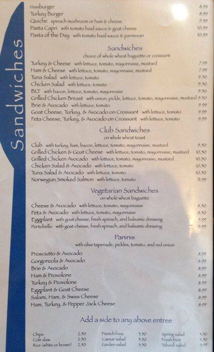 Menu at Epicure Café cafe, Houston
