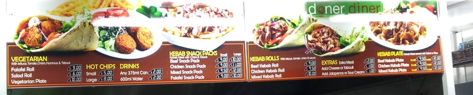 Menu at Doner Diner, Macquarie Park