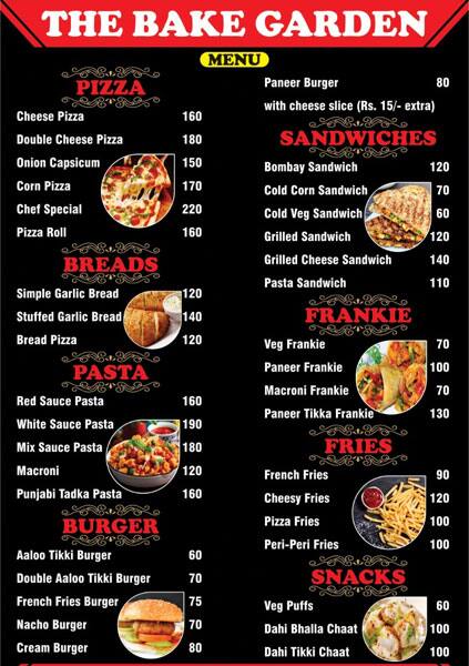 Menu at The Bake Garden, Ludhiana, House 113C