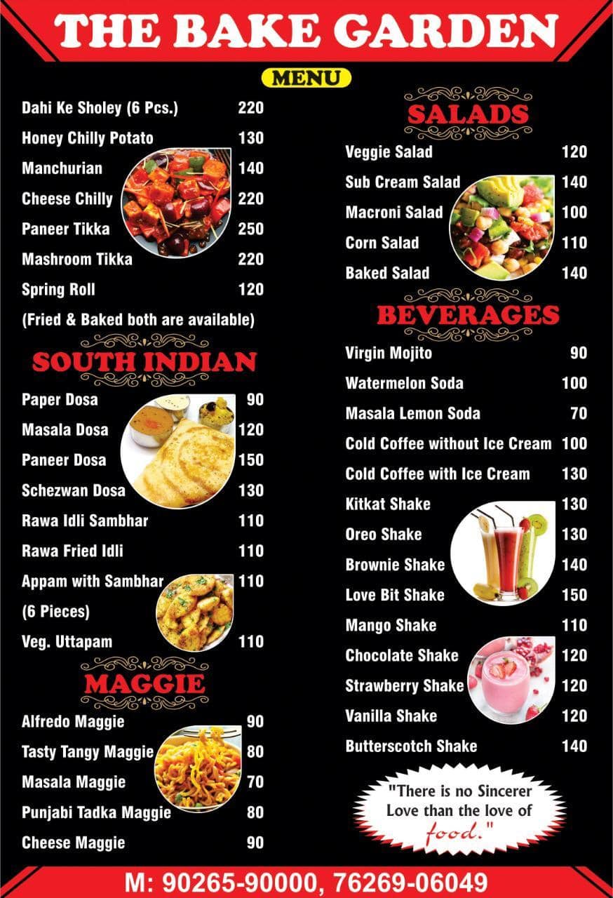 Menu at The Bake Garden, Ludhiana, House 113C