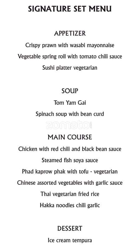 Menu at Shangri-La Wine Club, Delhi