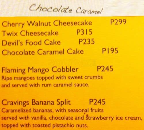 Menu at Cravings restaurant, Quezon City, 1103 Quezon City