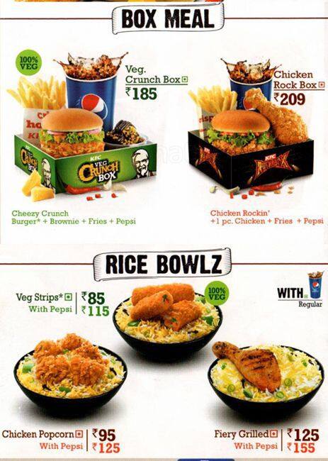 Menu at KFC, Hyderabad, Opposite Prime Meridian