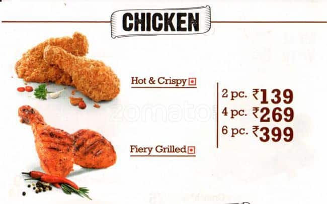 Menu at KFC, Hyderabad, Opposite Prime Meridian