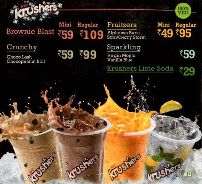 Menu at KFC, Hyderabad, Opposite Prime Meridian