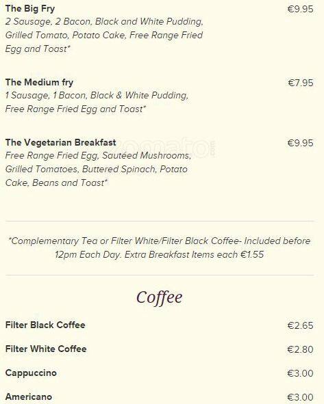 Menu at Brambles Restaurant, Dublin