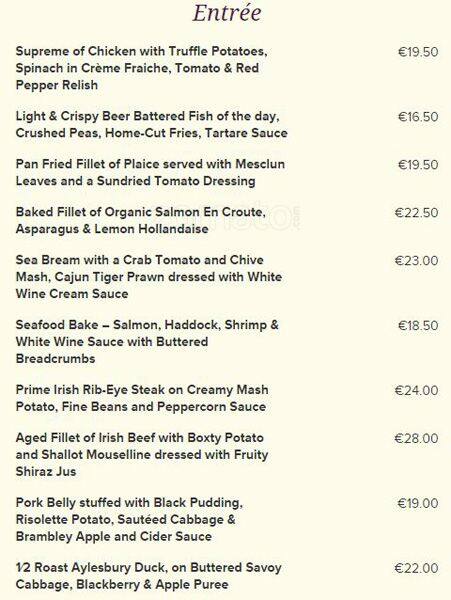 Menu at Brambles Restaurant, Dublin