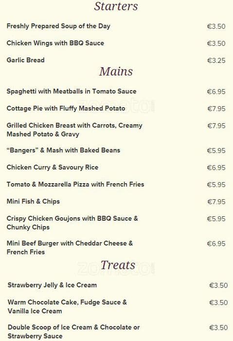Menu at Brambles Restaurant, Dublin