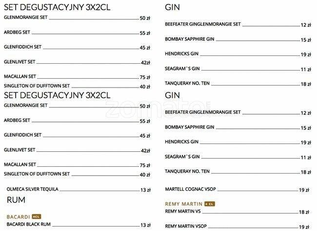 Menu at Per Se Brasserie & Cocktail Bar, Szczecin