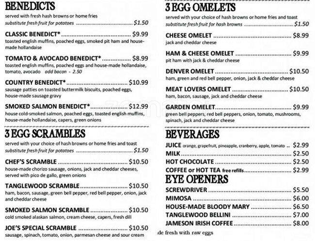 Menu at Tanglewood Grill BBQ, Gig Harbor