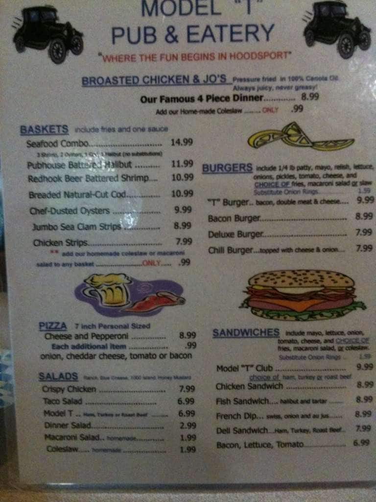 Model T Pub Menu, Menu for Model T Pub, Hoodsport, Olympia - Urbanspoon ...