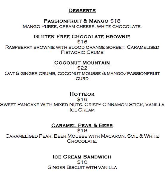 Menu at JAMM pub & bar, Gold Coast