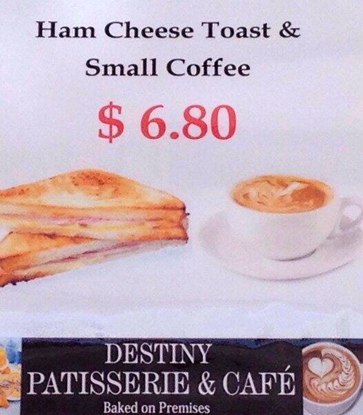 Menu at Destiny Patisserie & Café cafe, Perth