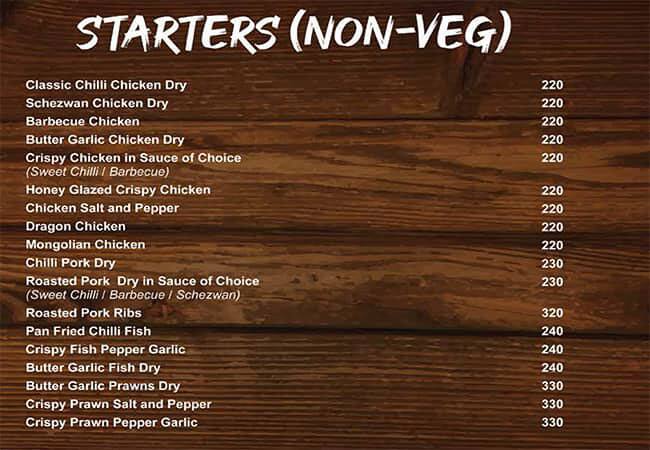 Menu at Fat Belly, Guwahati, RGB Road