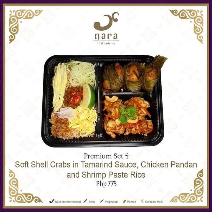 Menu at Nara Thai restaurant, Makati