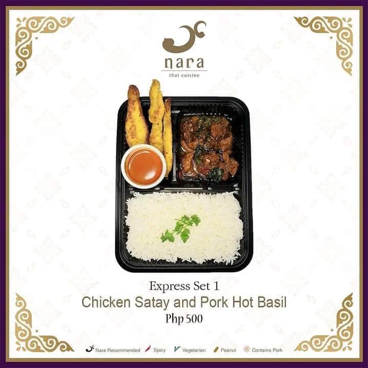 Menu at Nara Thai restaurant, Makati
