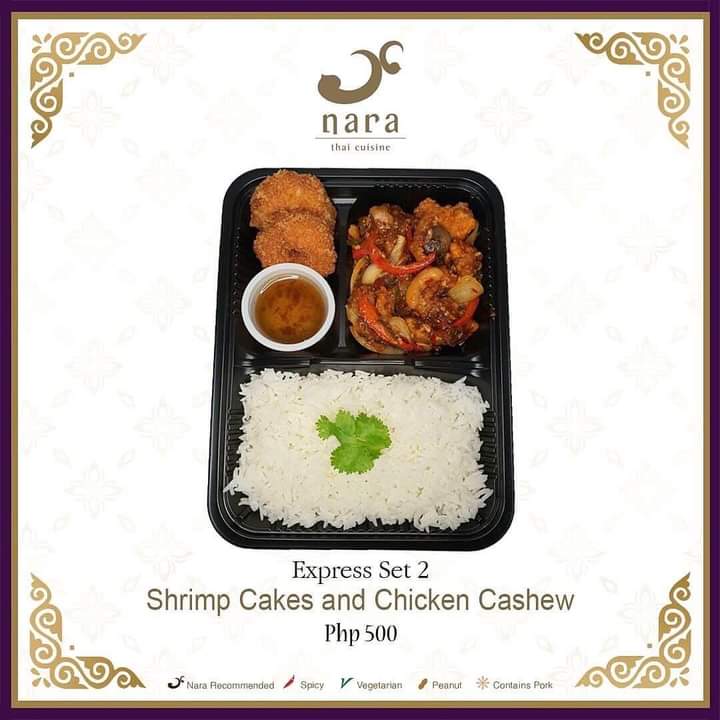 Menu at Nara Thai restaurant, Makati
