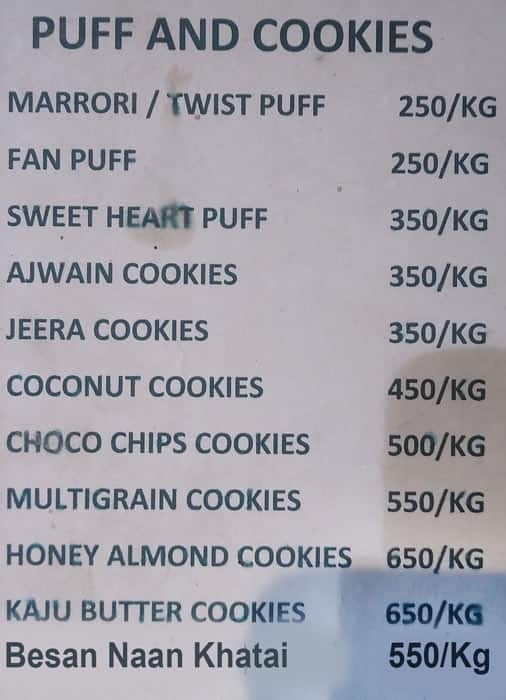 Menu at Nisha Cake Studio, Ghaziabad