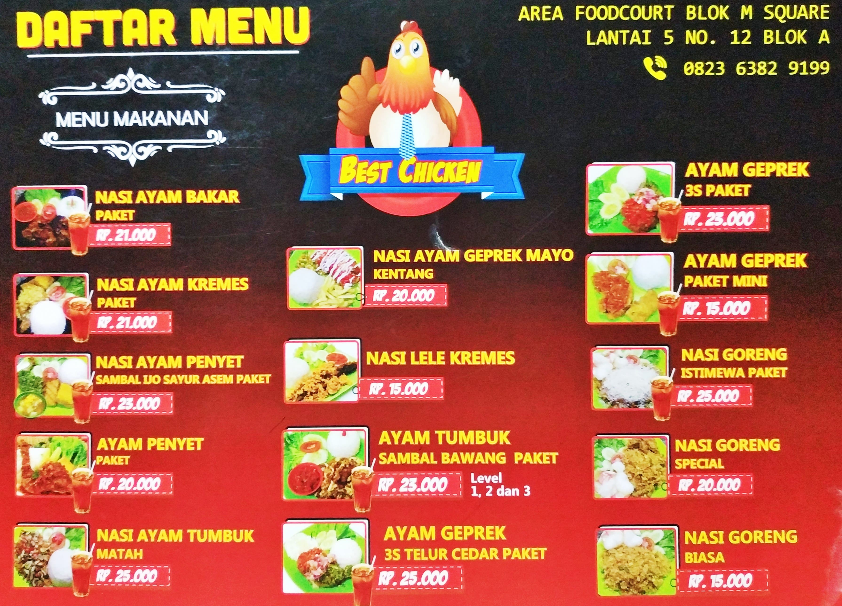 Menu at Best Chicken, Jakarta