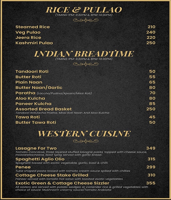 Menu at The Classio, Rishikesh